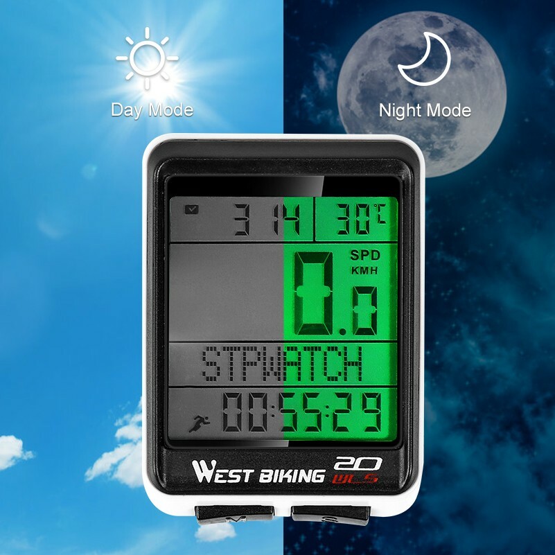 WEST BIKING Wireless Bike Computer Waterproof LCD Bicycle Speedometer ...