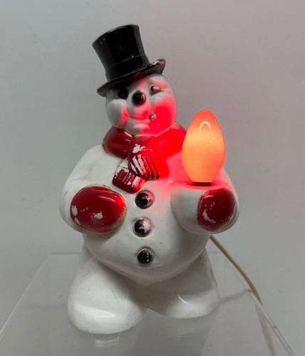 Vtg Royalite Frosty Snowman With Light Tabletop Hard Plastic Works | eBay