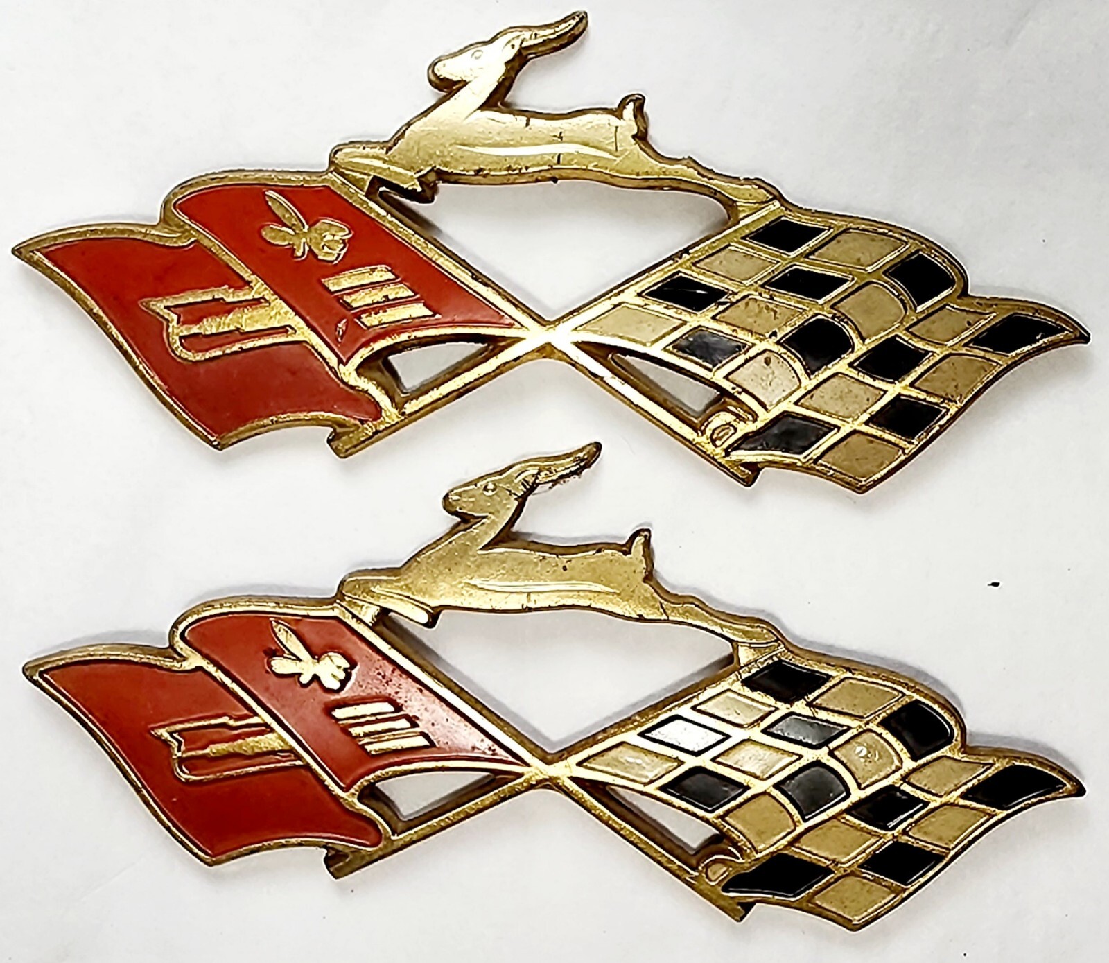 Set of Original 1960 Impala Gold Impala X Flags Quarter Emblem Badges ...