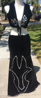Belly Dance Costume - Black Velvet with Silver Sequins | eBay