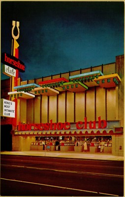 Horseshoe Club Night View Restaurant Bar Gaming Reno Nevada NV Postcard ...