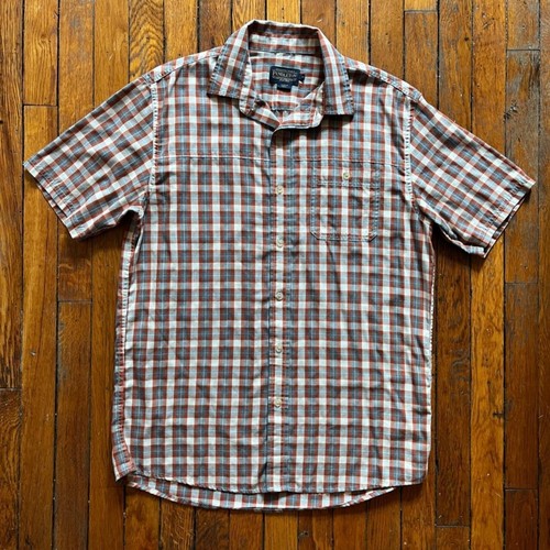 Pendleton Shirt Size M Men Cream Blue Red Orange Checkered Plaid Short ...