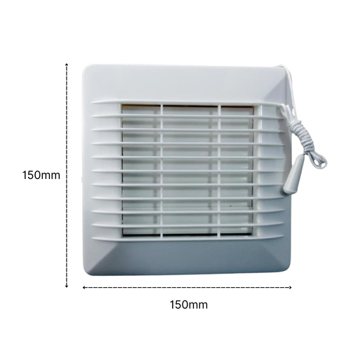 Quiet Bathroom Extractor Fan 4" / 100 mm with Pull Cord Square Faced ...
