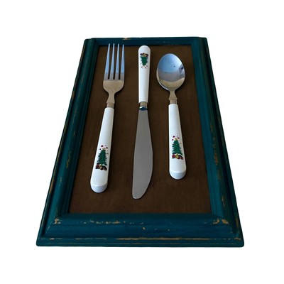Upcycled Vintage Christmas Wall Hanging Holiday Tree Flatware 12" X 6.5 ...