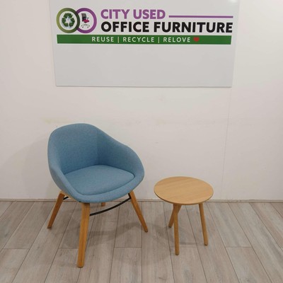 Naughtone Bucket Chair, Light Blue Fabric, Oak Legs | eBay UK