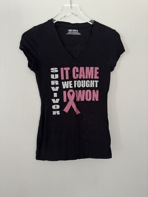 Baby Noiz Ladies Cancer Survivor Glittery Graphic T Shirt Size Medium ...