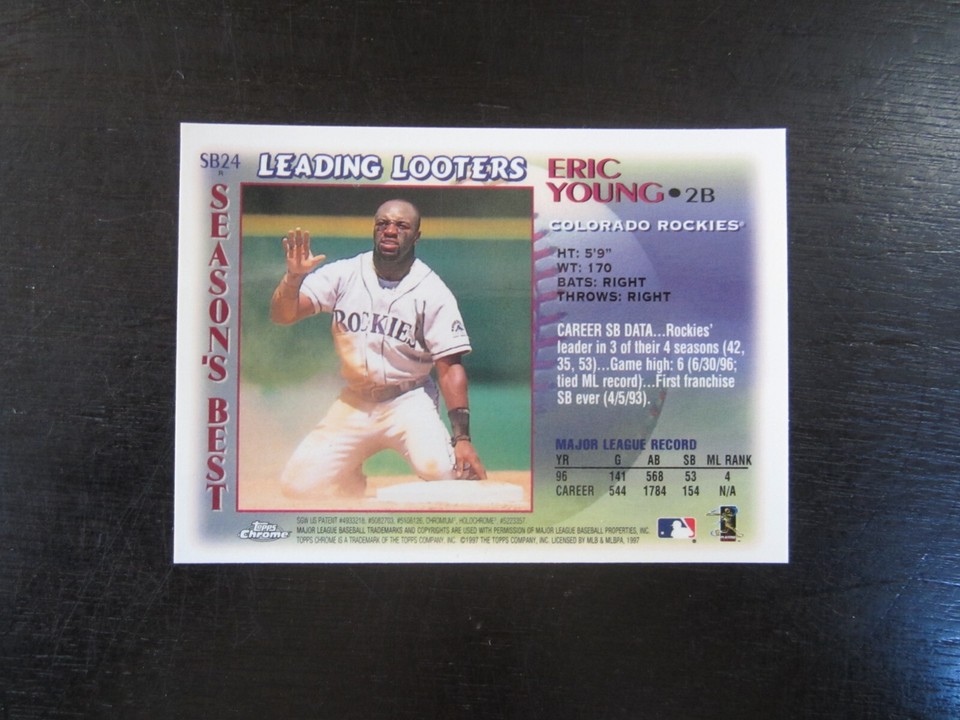 1997 Topps Chrome Refractor Season's Best # SB24 Eric Young Card (B62) Rockies | eBay