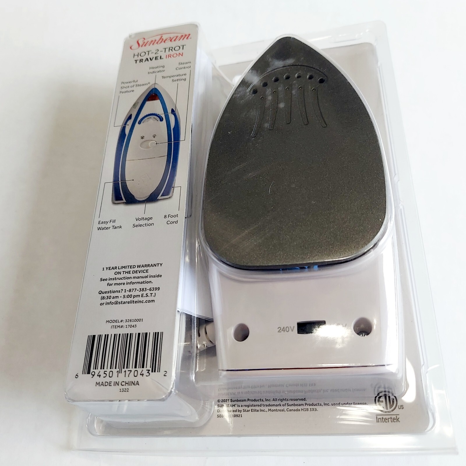 Mini 800 Watt Compact Non Stick Soleplate Travel Iron Hot 2 Trot Steam ...