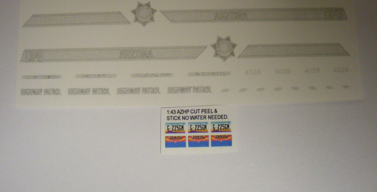 Arizona Highway Patrol Ghost 1/43 Water slide Decals Fits Motormax SUV ...