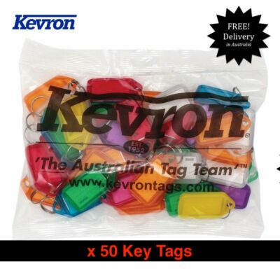 KEVRON KID-5 Bag Of 50 MIXED Plastic Write on Key Tags-Key Rings-FREE ...