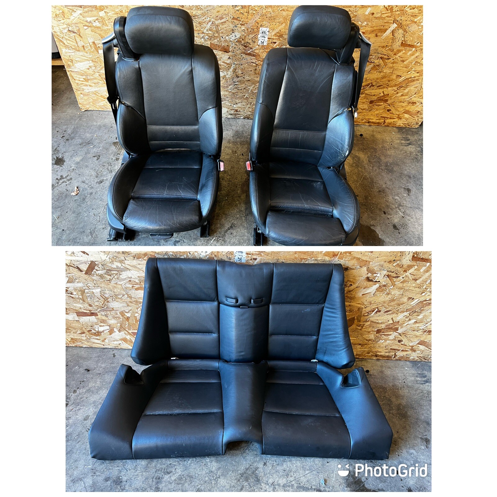 BMW E46 CONVERTIBLE FRONT AND REAR SPORT HEATED SEATS BLACK ASSEMBLY ...