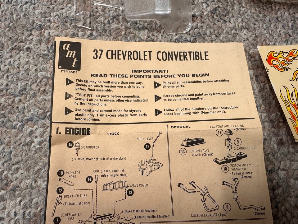 AMT 1937 Chevy Convertible "Street Rods" 1:25 Model Kit T141 ORIGINAL ...