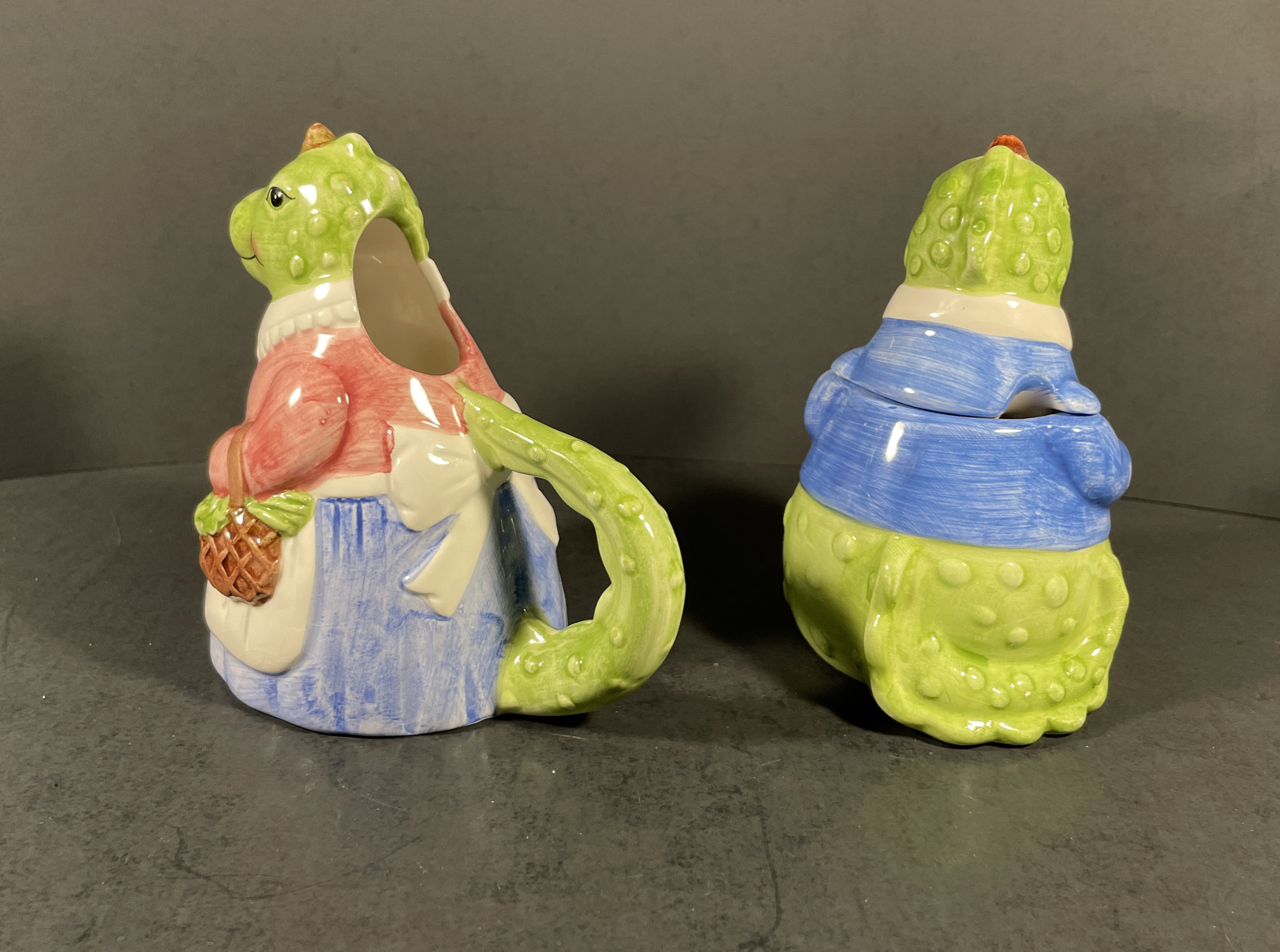 Anthropomorphic Dinosaur Sugar and Creamer set Dinocorn Dragon ...