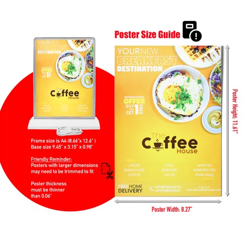 Standing Frame LED Display Board Restaurant Menu Sign Poster Stand Sign ...