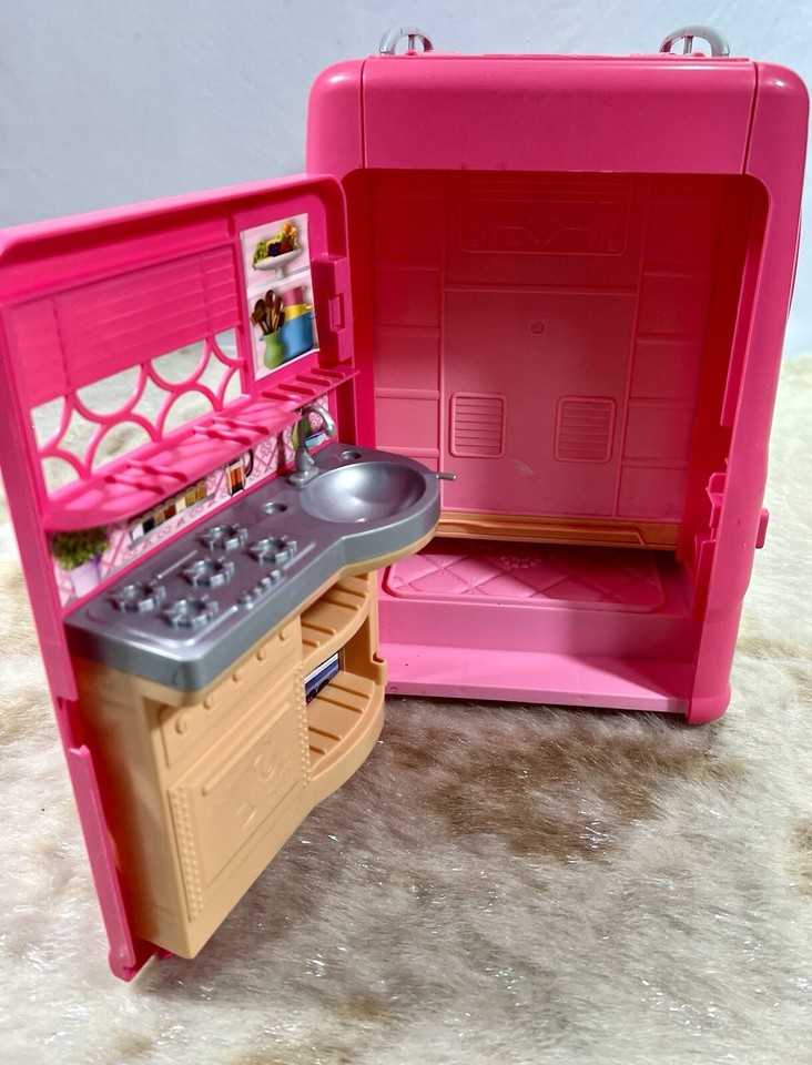 Barbie Pop Up Motor Home Pink RV Dream Camper Van Playset with Pool ...