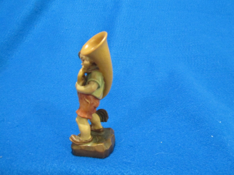 Vintage Heinzeller Holzschnitzerei Hand Carved Painted Boy Playing Tuba ...