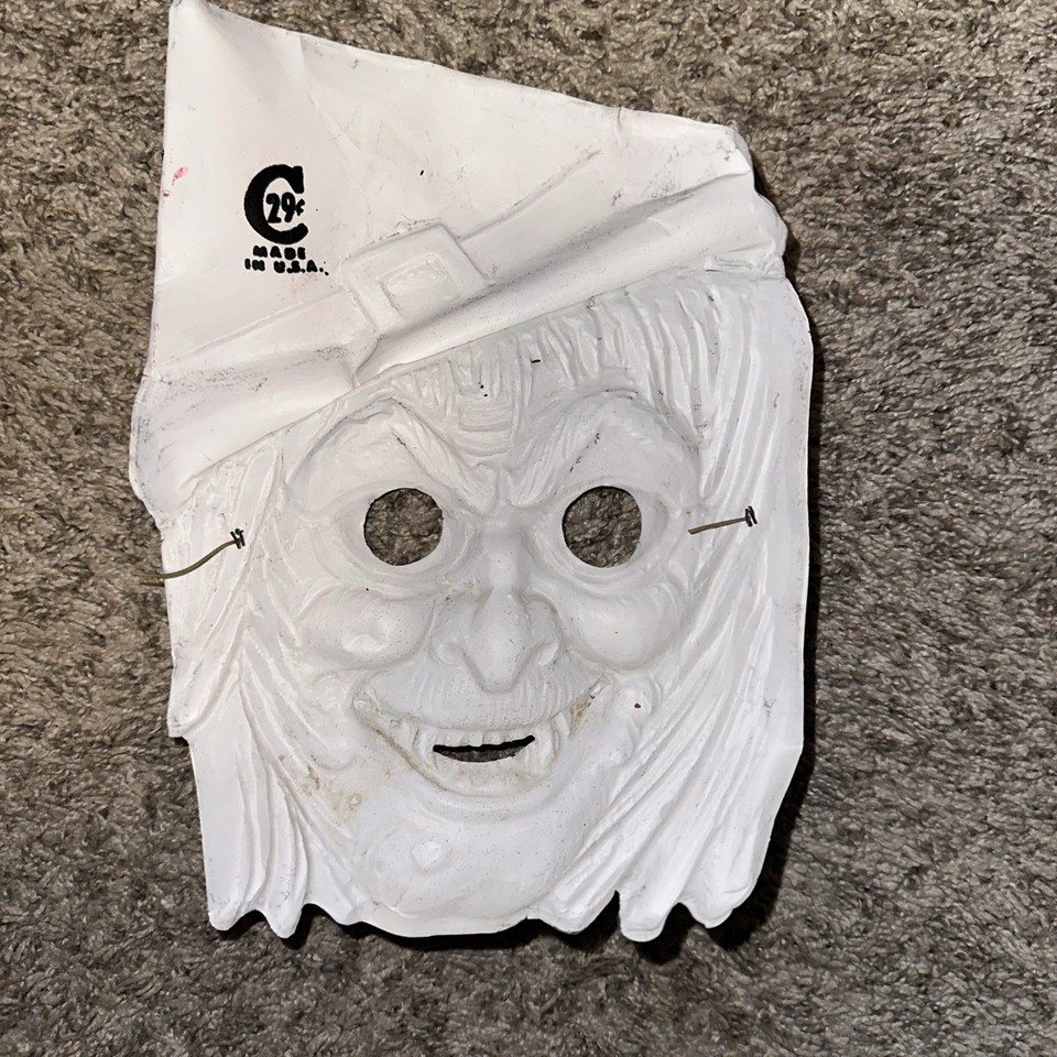 Plastic Mask Halloween Ben Cooper Vtg Witch Black Light Classic Hag 60s ...