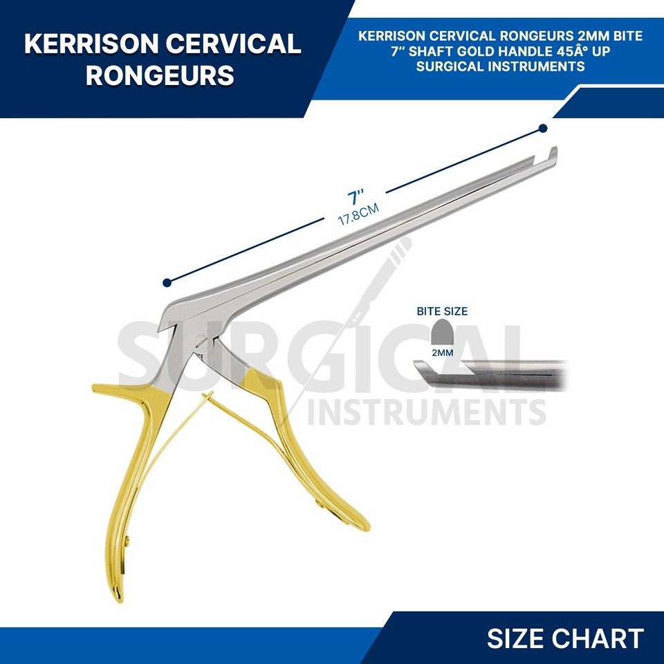 3 Pcs Set KERRISON Rongeurs 7",1mm, 2mm, 3mm up 45 Degree Gold Handle ...