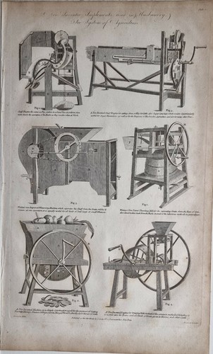 c1795 ANTIQUE PRINT AGRICULTURE HUSBANDRY WINNOWING MACHINE INVENTED ...