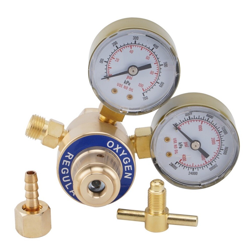 Oxygen & Acetylene Regulators Set with Dual Gauge, CGA200 CGA540 Forged ...