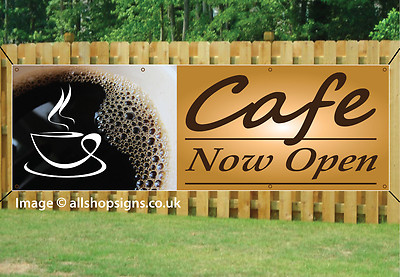 CAFE NOW OPEN SIGN PVC Printed BANNER OUTDOOR SIGN PVC with Eyelets 008 ...