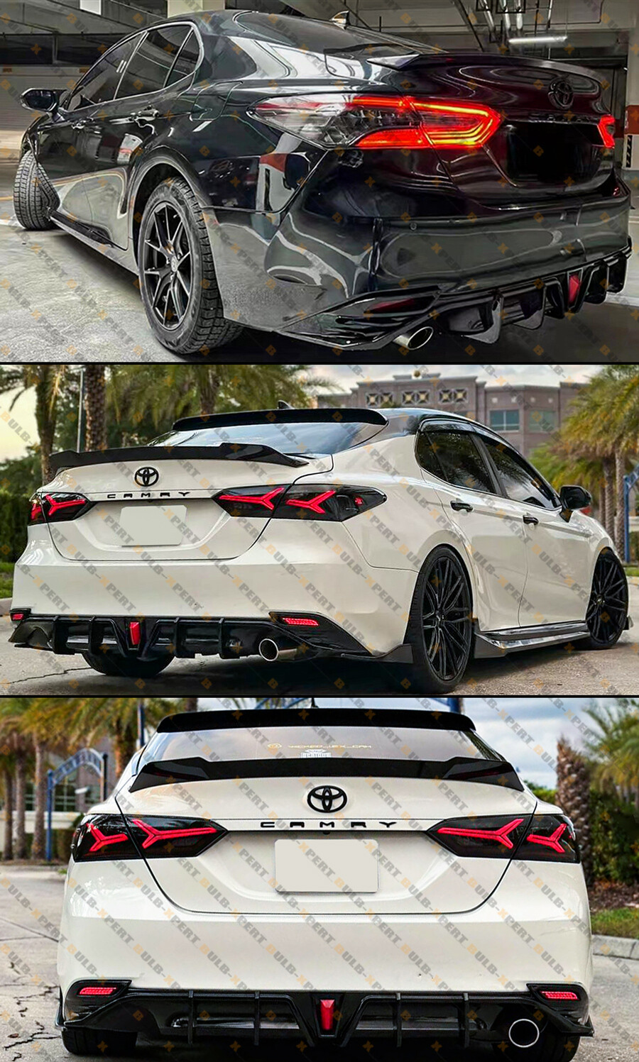 GLOSS BLACK GR STYLE REAR BUMPER LED DIFFUSER FOR 2018-2024 TOYOTA ...
