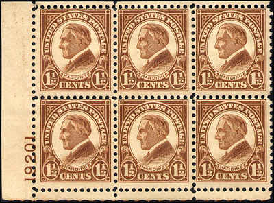 1927 US Stamp #633 A156 1.5c Mint NH Plate Block of 6 Catalogue Value ...
