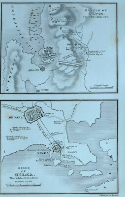 c1825 THUCYDIDES ANCIENT GREECE MAP BATTLE OF OLPAE METROPOLIS ~ SIEGE ...