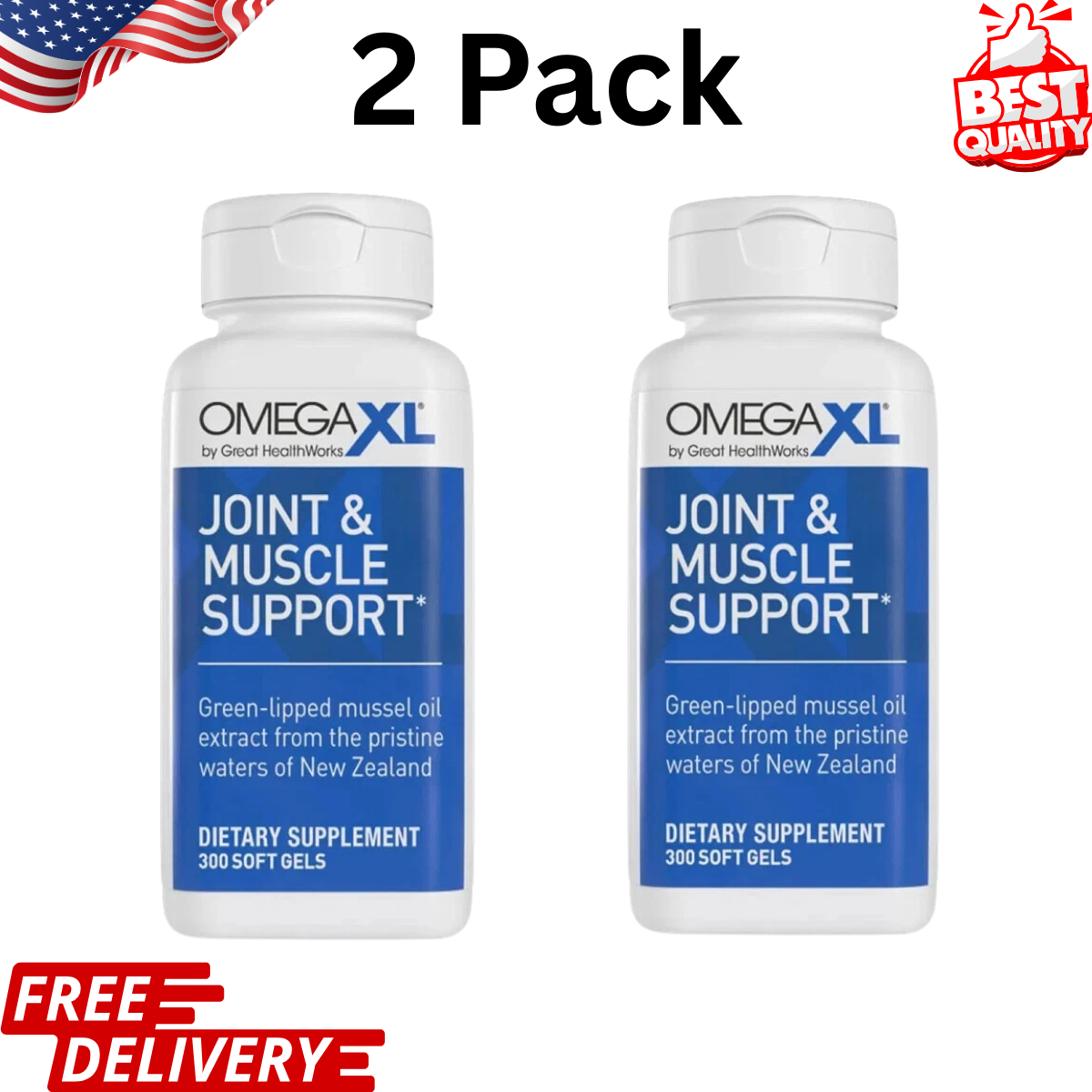 2PACK Omega XL 300ct by Great HealthWorks Small Potent Joint Pain ...