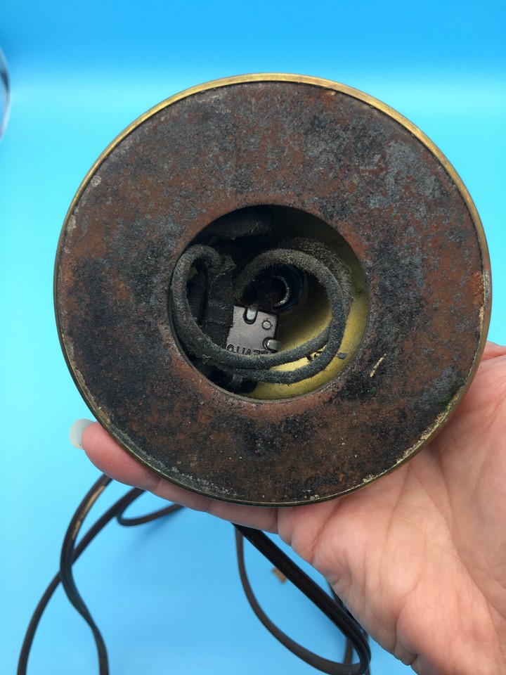 Vintage Fenton White Coin Dot Glass Shade Brass Table 14" Lamp | eBay
