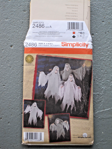 Simplicity 2486 Unisex Ghost Costume Sewing Pattern Uncut for sale ...
