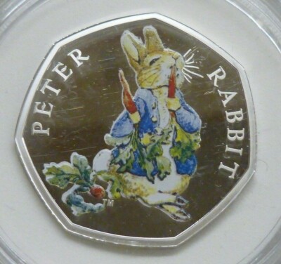 PETER RABBIT 2018 UK Royal Mint Sterling Silver Proof 50p Coin Beatrix ...