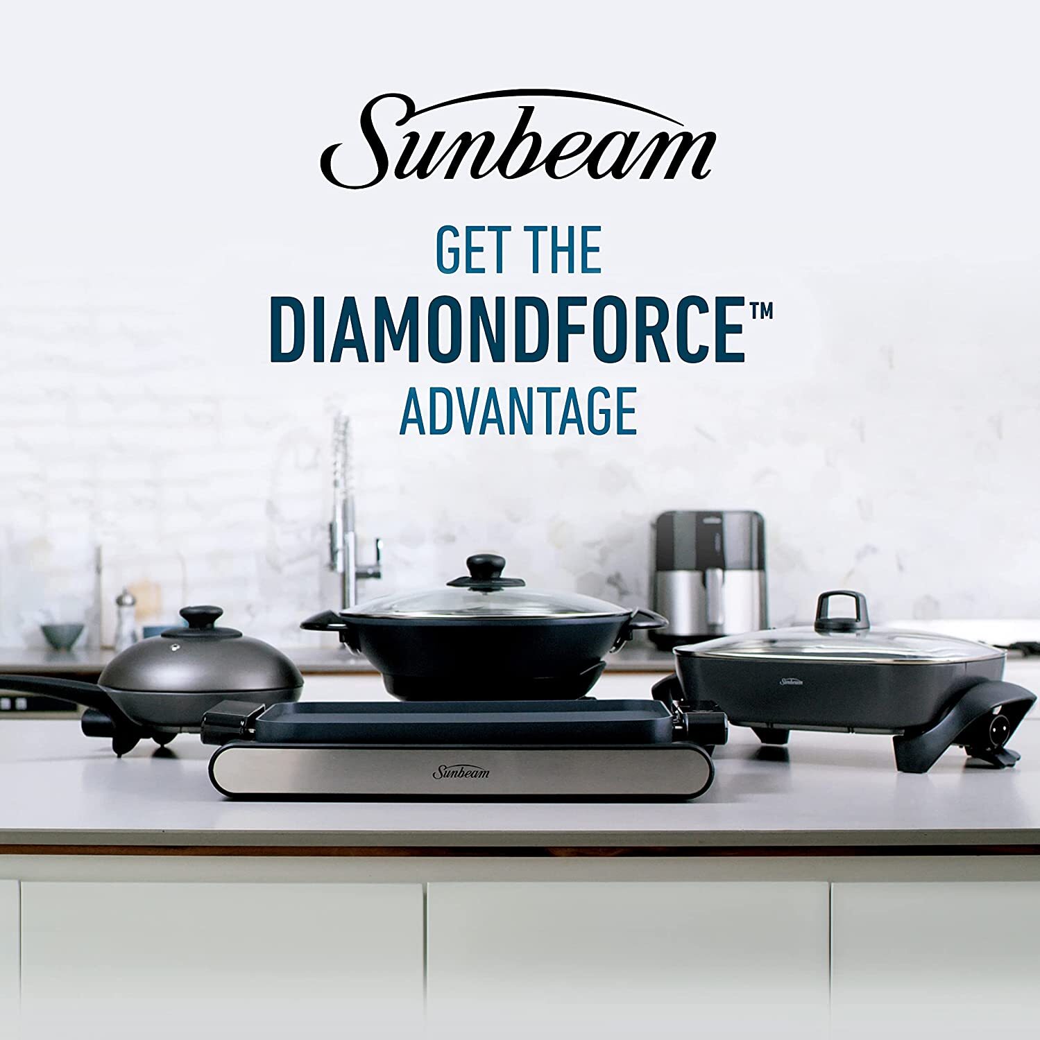 Sunbeam DiamondForce Electric Skillet Non-Stick Skillet Compact 25cm ...