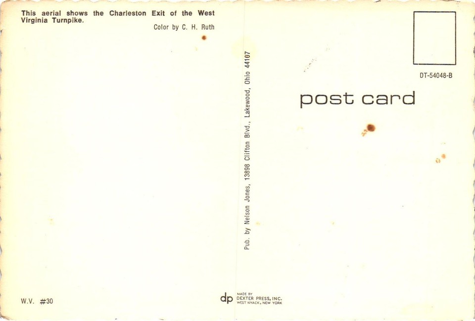 Vintage Postcard 4x6- CHARLESTON EXIT, WEST VIRGINIA TURNPIKE, W.V. | eBay