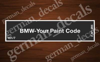 BMW E12 E21 E23 E24 E28 E30 E31 E32 E34 E36 E39 Sticker Decal Paint Code | Glossy | Hood | 3M ...