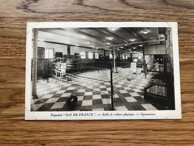 Ile de France Postcard Gymnasium / French Line CGT | eBay