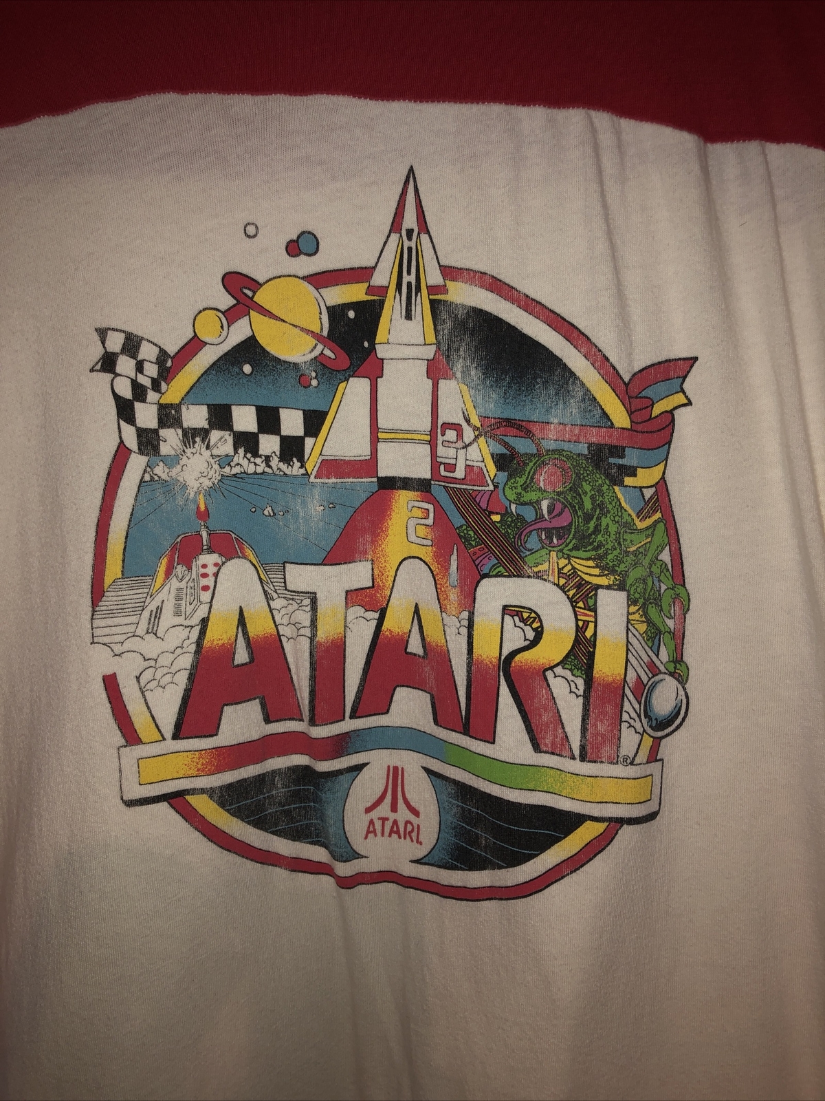 Vintage 80s Atari Gamer Gaming T Shirt Logo Video Game Ringer Tee | eBay
