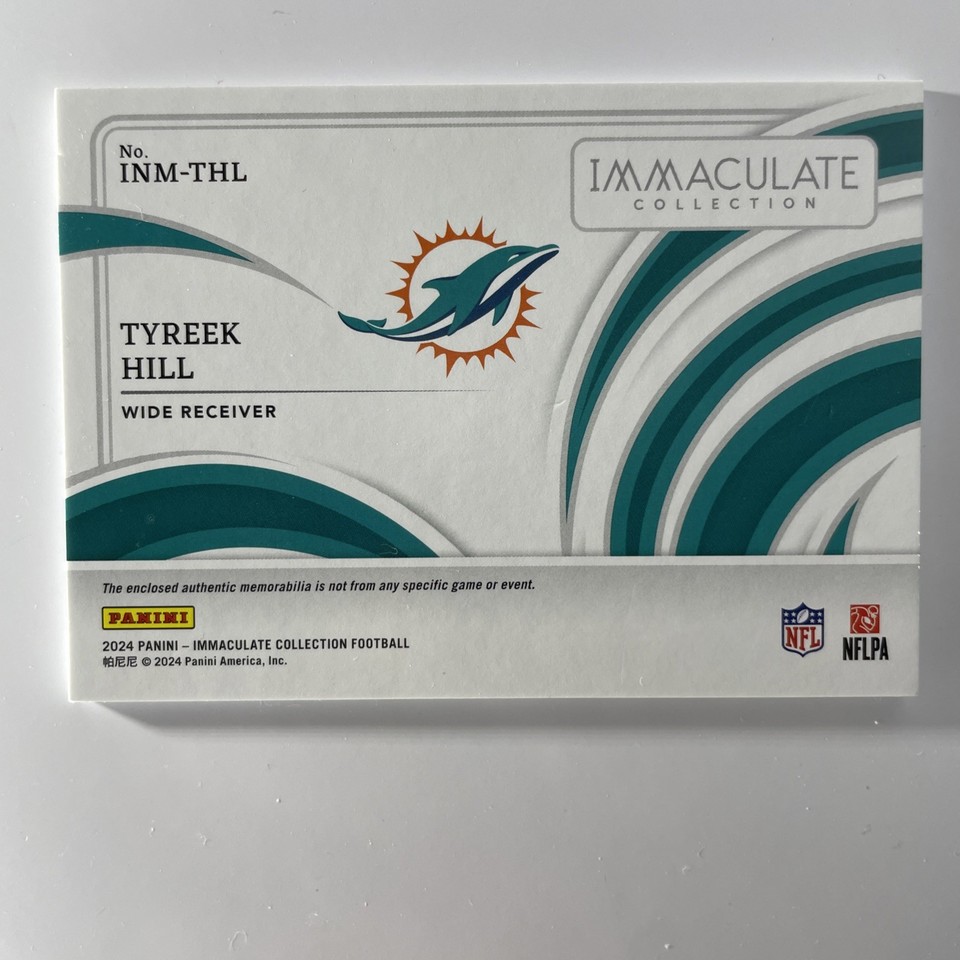TYREEK HILL 2024 IMMACULATE NUMBERS PATCH MIAMI DOLPHINS /88 READ | eBay