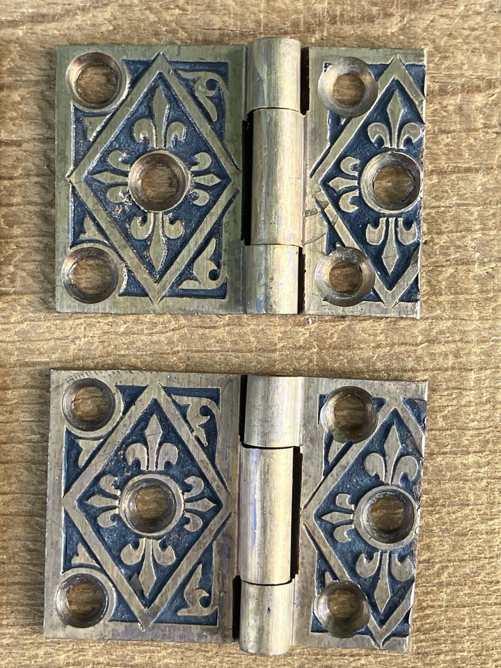 Antique Interior Ornate Brass Shutter Hinges ~ French Fleur De Lis | eBay