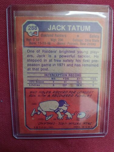 1973 TOPPS RAIDERS JACK TATUM ROOKIE RC SHARP | eBay