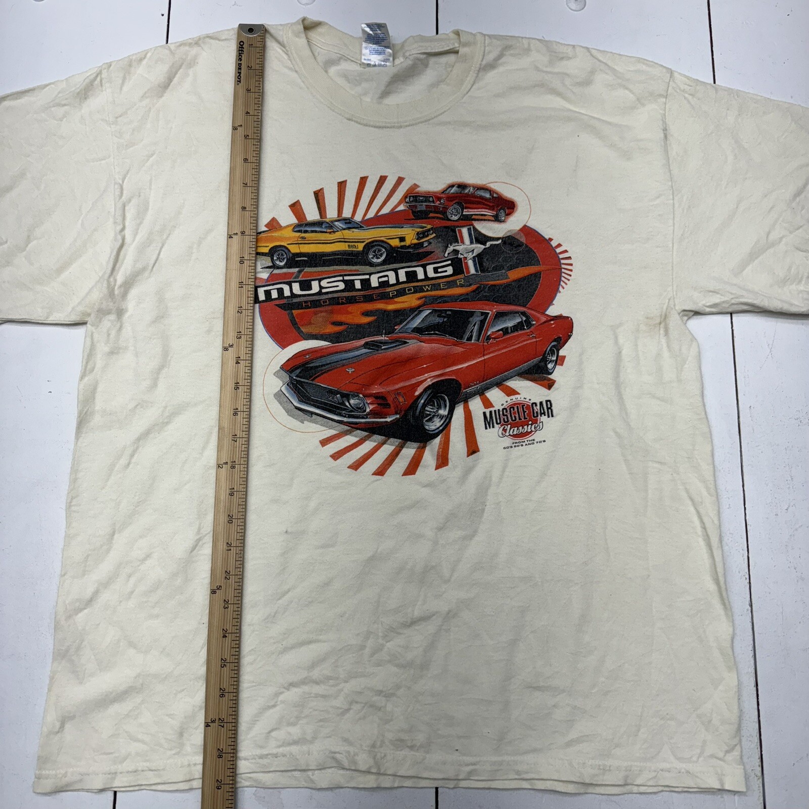 Vintage Gildan Ivory Mustang Classic Muscle Car Graph… - Gem