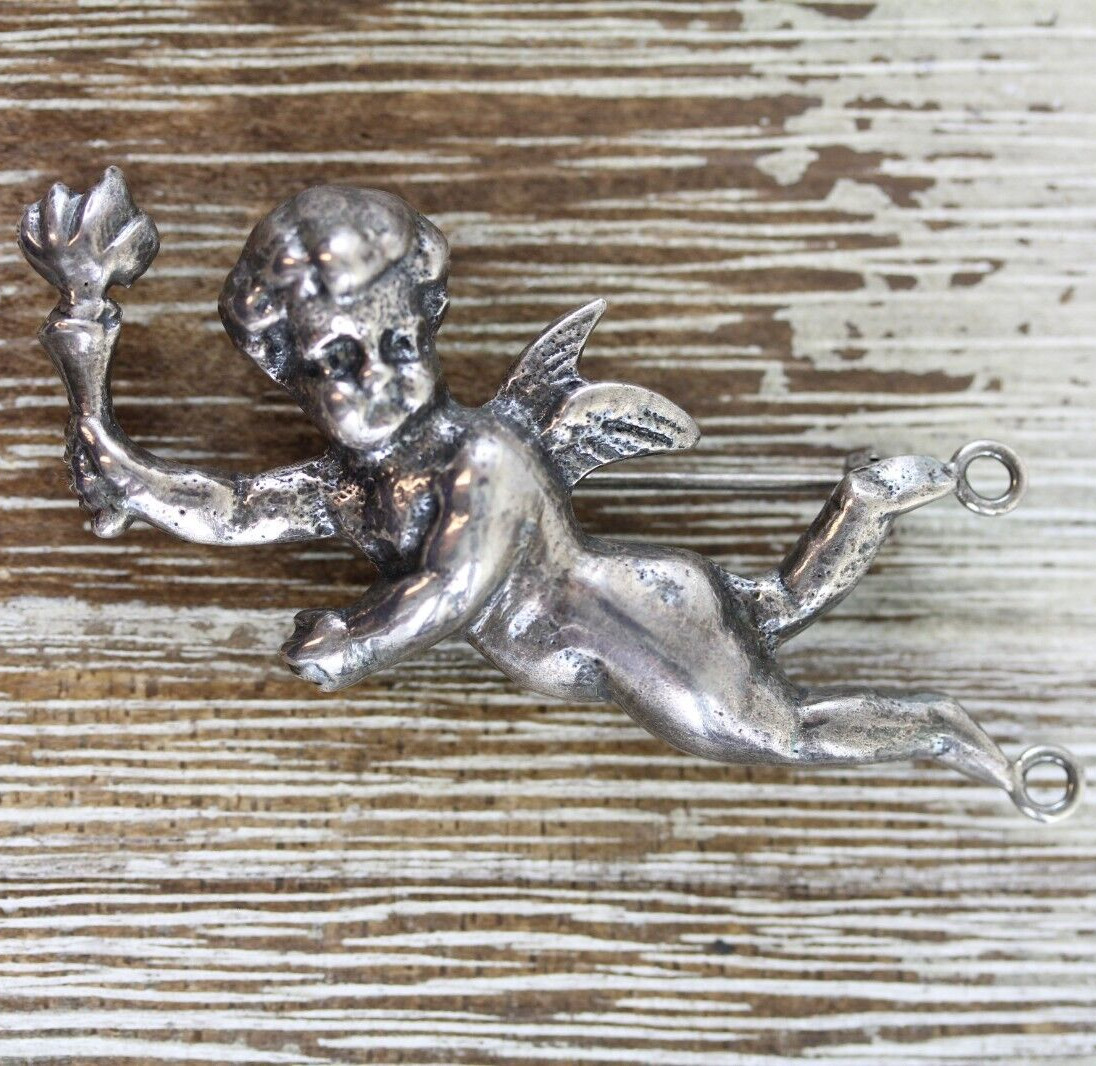 ANTIQUE 1930'S ERA ANGEL CHERUB TORCH STERLING SILVER… - Gem