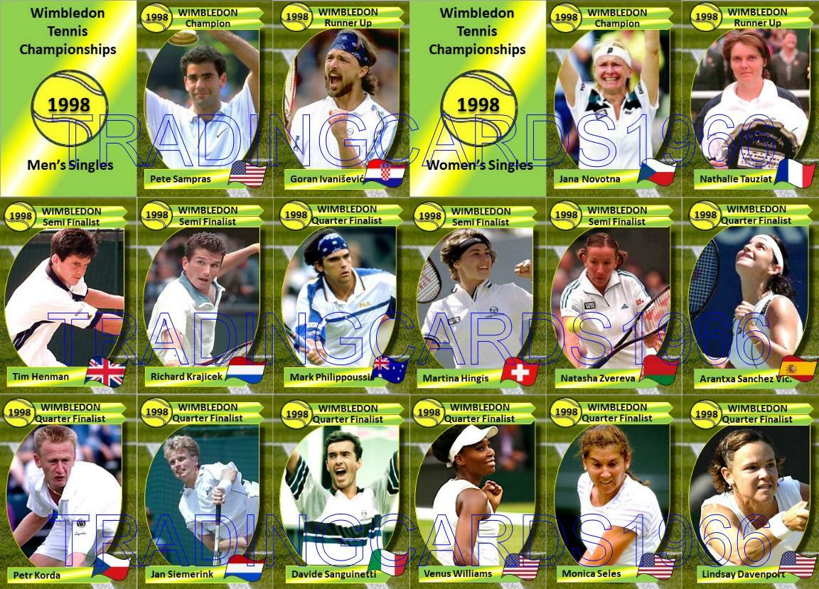 Wimbledon 1998 Tennis Trading Cards Sampras Ivanisevic Novotna Tauziat ...