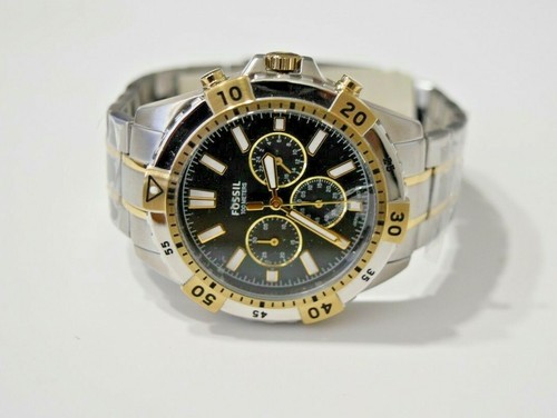 Fossil Men's Garrett Two Tone Green Dial Chronograph Oversized FS5622 ...