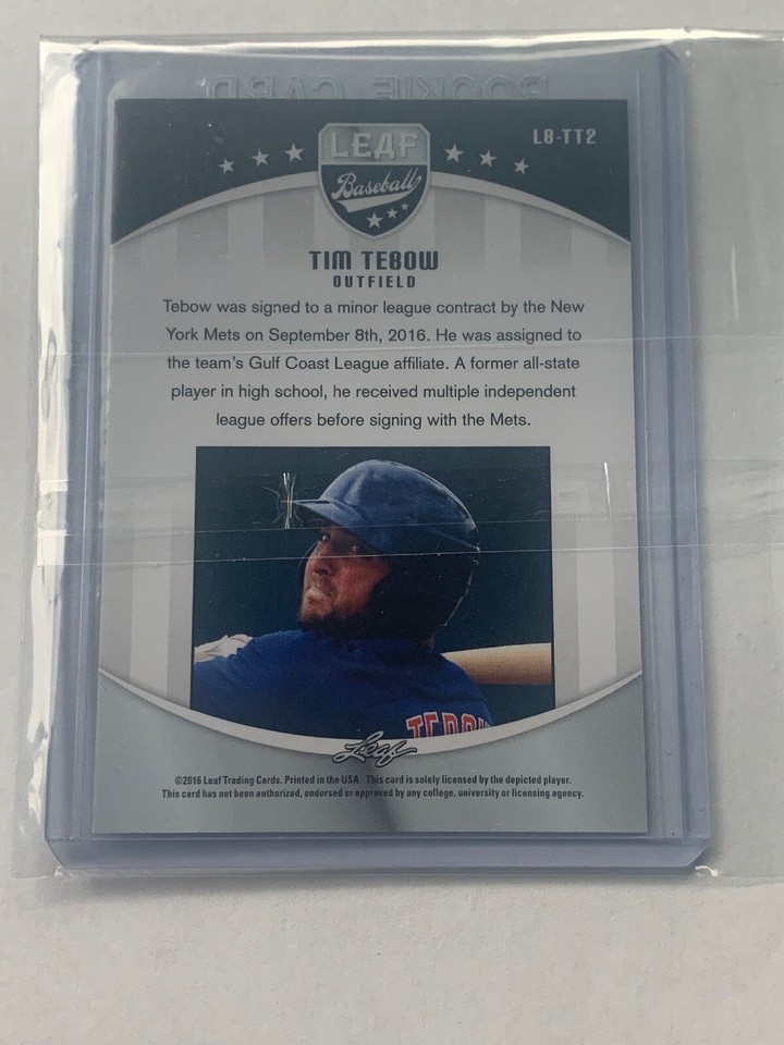 TIM TEBOW 2016 LEAF BASEBALL Rookie Card RC METS #LBTT2 | eBay
