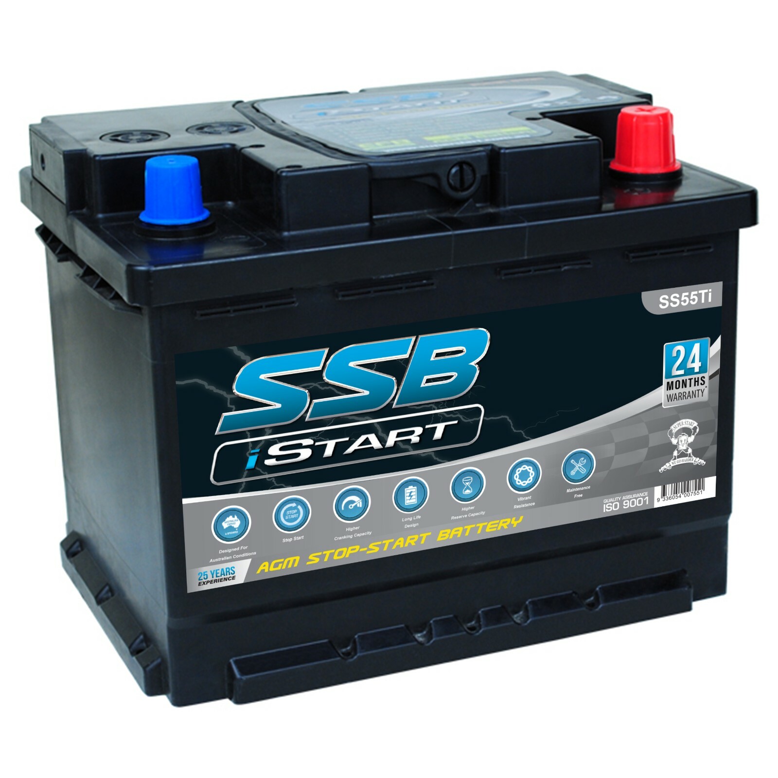 SS55Ti 12V Start Stop AGM Battery 660cca high performance 24 month ...