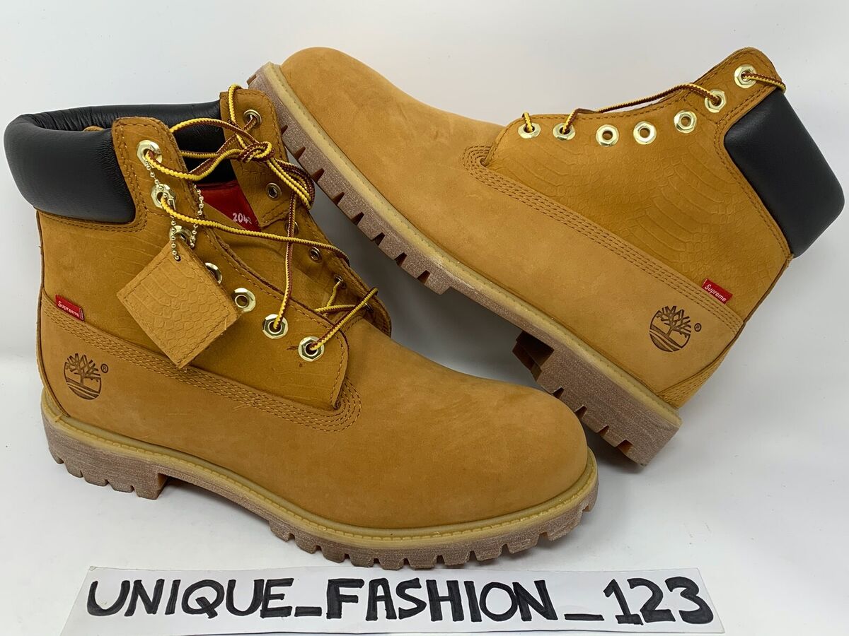 SUPREME X TIMBERLAND 6 INCH PREMIUM BOOT WHEAT SNAKE US 10.5 SUPREME X TIMBERLAND 6 INCH PREMIUM BOOT WHEAT SNAKE US 10.5