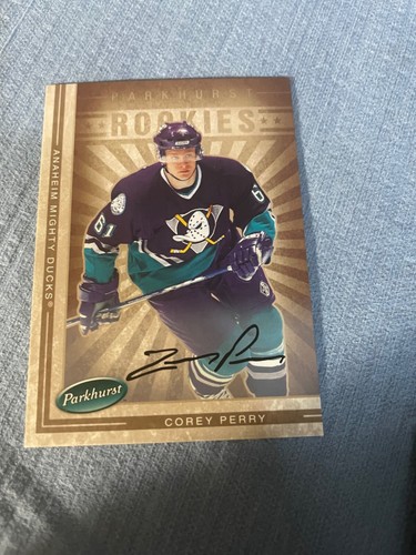 2005-06 UD PARKHURST COREY PERRY ROOKIE FACSIMILE AUTO #ed 4/100 ROOKIE ...