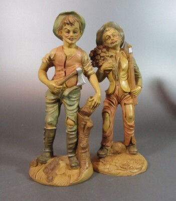 Vintage 2 Italian Capodimonte men With Axe Woodcutter Lumberjack Hard ...