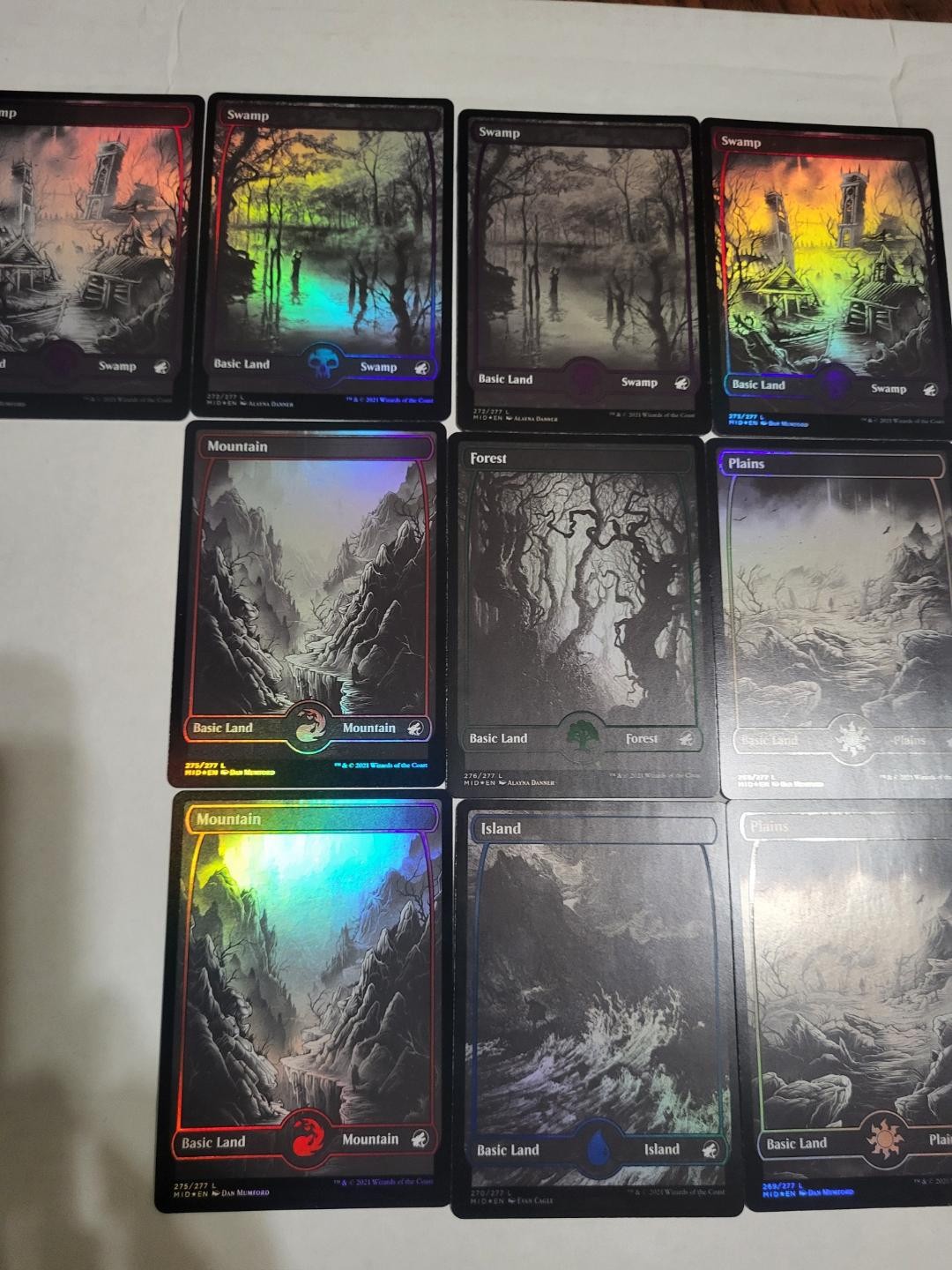 MTG INNISTRAD MIDNIGHT HUNT 10 FOIL LANDS FULL ART EX-MINT FREE SHIP ...